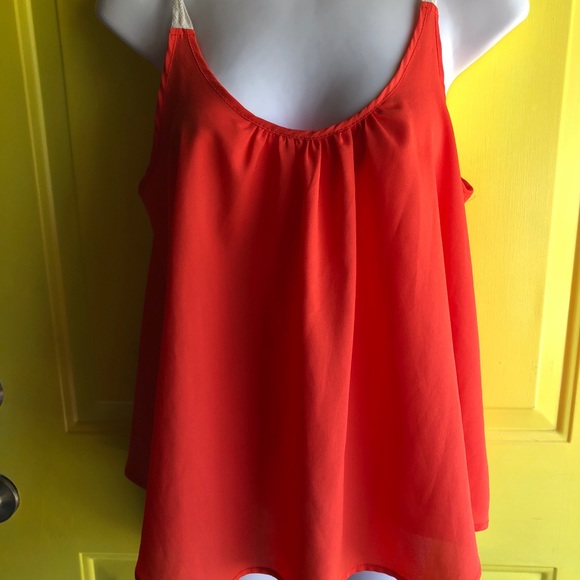 Peppermint | Tops | Orange Flowy Tank By Peppermint Size Medium | Poshmark